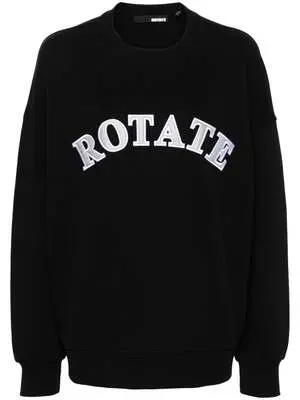 ROTATE BY BIRGER CHRISTENSEN Logo-patch Organic-cotton Sweatshirt - Black