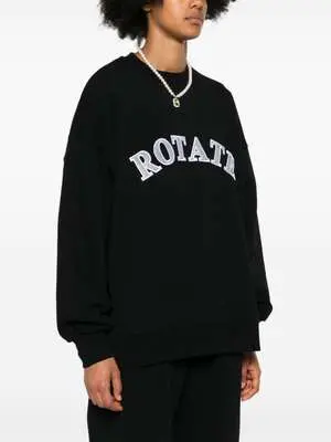ROTATE BY BIRGER CHRISTENSEN Logo-patch Organic-cotton Sweatshirt - Black