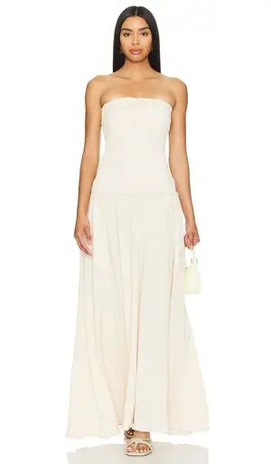 LOVERS AND FRIENDS Gale Maxi Dress Neutral Gingham