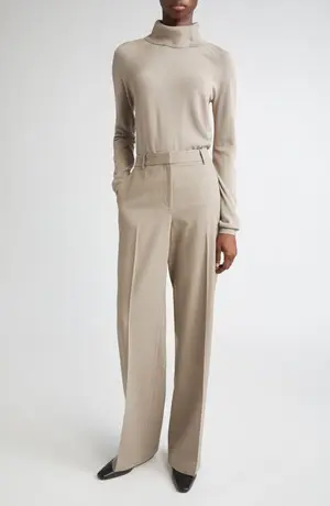 Lafayette 148 New York Gates Stretch Wool Straight Leg Trousers - Hickory