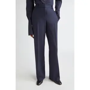 Lafayette 148 New York Gates Stretch Wool Straight Leg Trousers - Ink