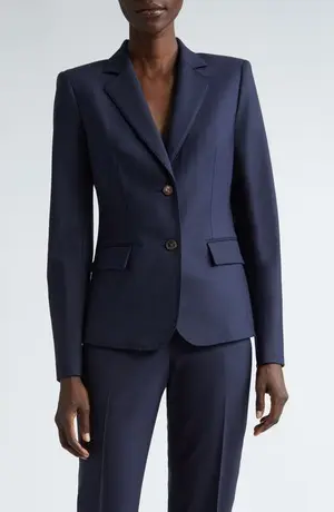 Lafayette 148 New York Fitted Stretch Wool Blazer - Ink