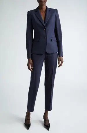 Lafayette 148 New York Fitted Stretch Wool Blazer - Ink