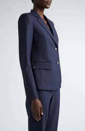Lafayette 148 New York Fitted Stretch Wool Blazer - Ink