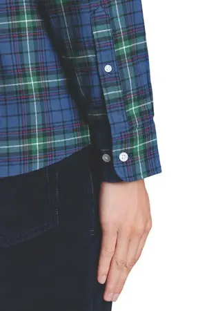 CHARLES TYRWHITT Slim Fit Button-down Collar Brushed Flannel Check Shirt - Green