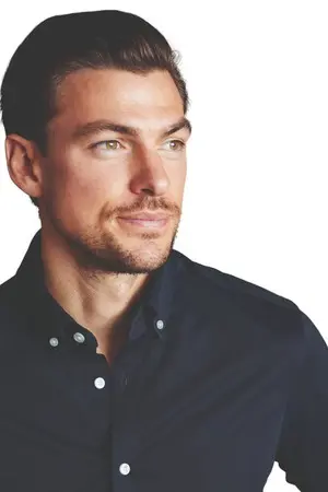 CHARLES TYRWHITT Four-way Stretch Button Down Jersey Shirt - Navy
