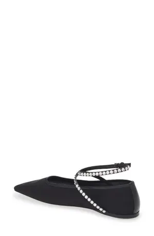 Amina Muaddi Ane Ankle Strap Mesh Flat