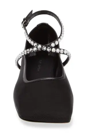 Amina Muaddi Ane Ankle Strap Mesh Flat