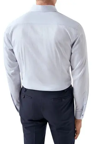 Eton Contemporary Fit Microcheck Organic Cotton Dress Shirt