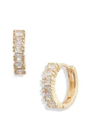 CHILD OF WILD Venice Cubic Zirconia Huggie Hoop Earrings - Gold