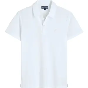 Vilebrequin Men Terry Polo Shirt Solid Blanc