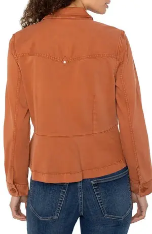 LIVERPOOL Peplum Twill Trucker Jacket - Ginger Spice