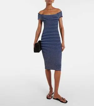 Hunza G Grace Striped Midi Dress