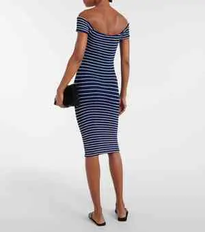 Hunza G Grace Striped Midi Dress
