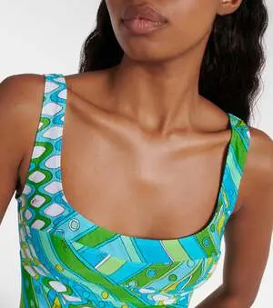 Emilio Pucci Printed Cutout One-piece Swimsuit
