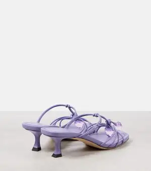 JIMMY CHOO Jemma 50 Embellished Leather Mules - Pink