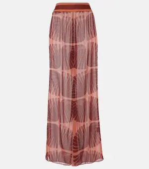 Johanna Ortiz Printed Georgette Wide-leg Pants - Brown