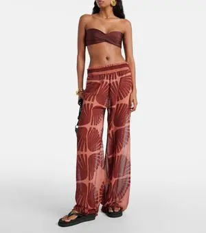 Johanna Ortiz Printed Georgette Wide-leg Pants - Brown