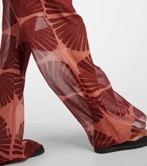 Johanna Ortiz Printed Georgette Wide-leg Pants - Brown