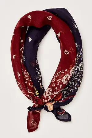 Chan Luu Chan Luu Embroidered Floral Bandana Cabernet