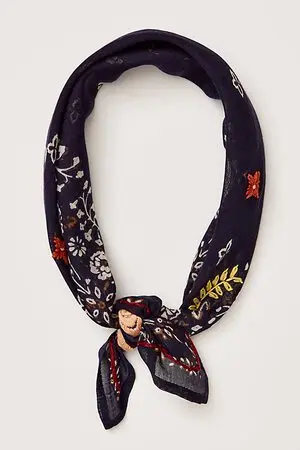Chan Luu Chan Luu Embroidered Floral Bandana Mood Indigo