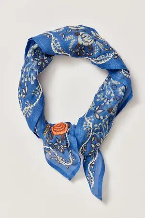 Chan Luu Chan Luu Embroidered Floral Bandana Periwinkle