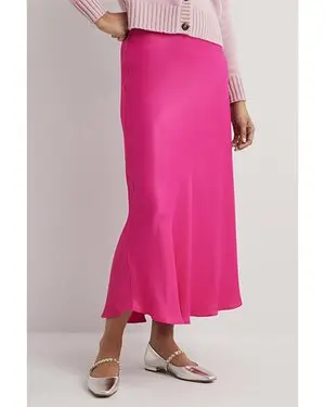 Boden Satin Biascut Midi Skirt - Pink