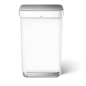 SIMPLEHUMAN 55 Liter Rectangular Liner Rim Kitchen Trash Can With Liner Pocket
