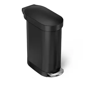 SIMPLEHUMAN 45 Liter Slim Kitchen Trash Can With Liner Pocket - Black