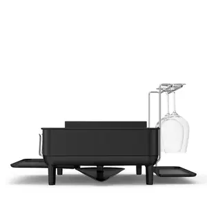 SIMPLEHUMAN Steel Frame Kitchen Dish Drying Rack With Swivel Spout Drain - Black