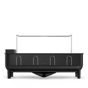SIMPLEHUMAN Steel Frame Kitchen Dish Drying Rack With Swivel Spout Drain - Black