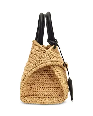 FERRAGAMO Mini Woven Hug Bag - Natural/black/gold