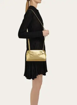 FERRAGAMO Hug Mini Leather Crossbody Bag - Gold