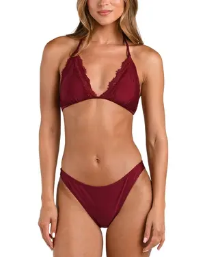 L'Agence Jean Shimmer Bikini Bottom - Black Cherry