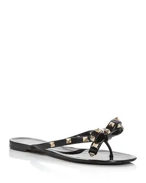 Valentino Garavani Rockstud Pvc Thong Sandals - Black