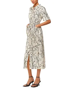 Whistles Fontella Viscose Dress With Bamboo Print - Ivory Multi