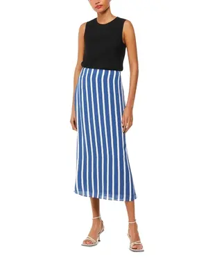 Whistles Crinkle Stripe Midi Skirt