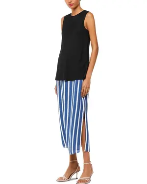Whistles Crinkle Stripe Midi Skirt