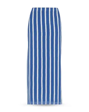 Whistles Crinkle Stripe Midi Skirt