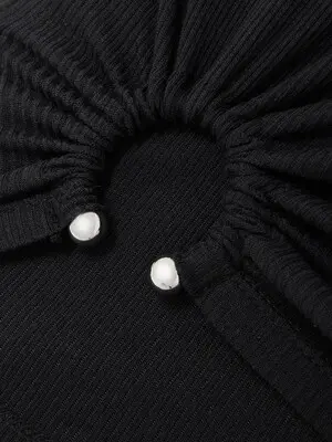 Rabanne Embellished Gathered Ribbed Tank - Black