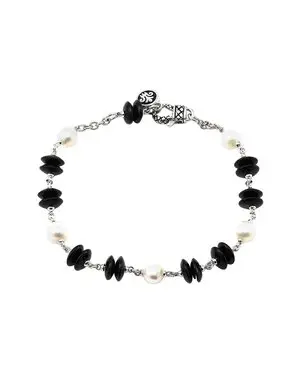 Andréa Candela Andréa Candela Onix Ola Silver Onyx & 6-6.5Mm Pearl Bracelet - Nocolor