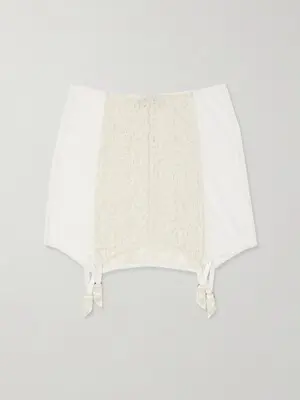 Kiki De Montparnasse Lola Silk-blend Satin-trimmed Embroidered Tulle Garter Skirt - Ivory