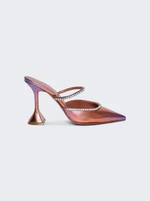 Amina Muaddi Gilda Metallic Leather Mules - Sunset Ombre