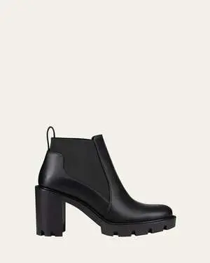 CHRISTIAN LOUBOUTIN 70mm Marchacroche Leather Chelsea Booties