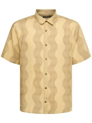 Frescobol Carioca Castro Cabana Striped Linen Shirt - Lemon Spinach