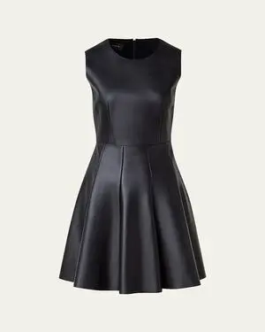 knee length dresses for ladies Fit and Flare Leather Dress – Akris Inc main image 0