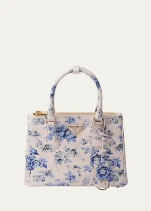 Prada Prada Galleria Flower-Print Leather Top-Handle Bag - F0237 Pervinca