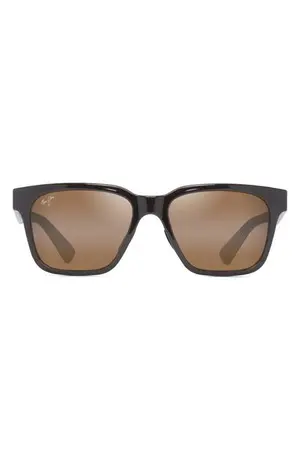 Maui Jim Punkikai 56mm Polarizedplus2® Square Sunglasses - Shiny Brown