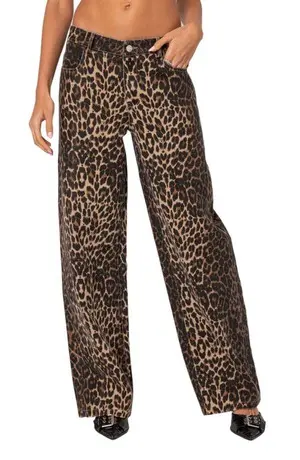 EDIKTED Print Straight Leg Jeans