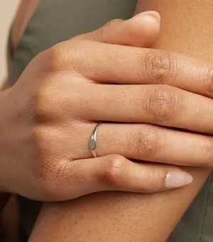 ASTRID & MIYU 14k White Gold Signet Ring - Silver